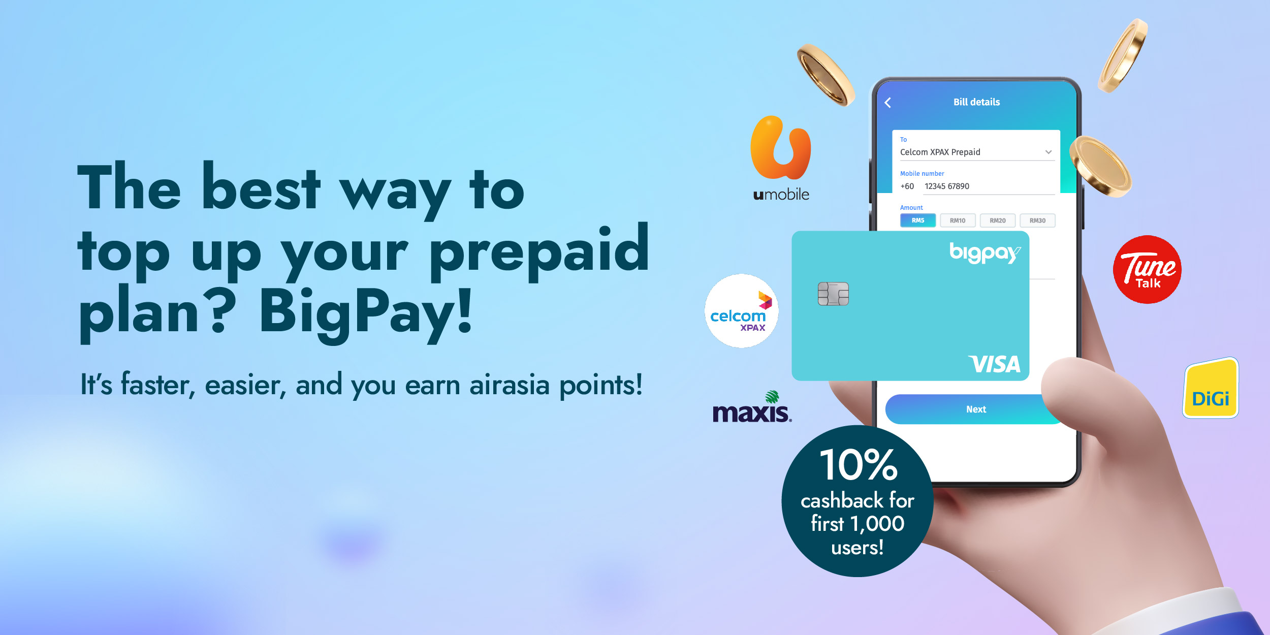 BigPay users can Top-up their Prepaid Account via the App